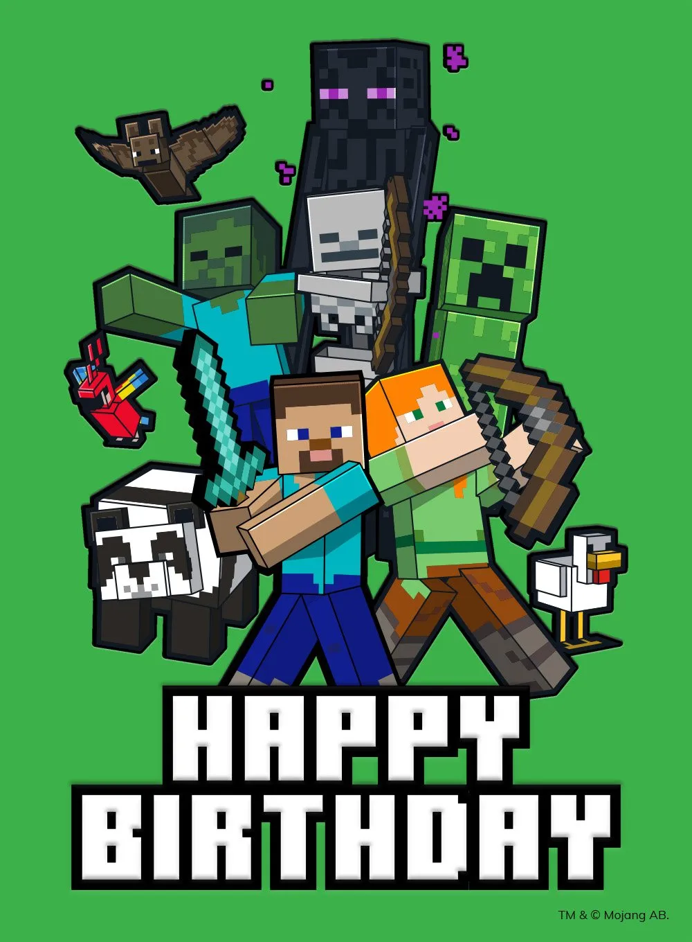 Minecraft: Vanilla Main Characters (Birthday) Card | Evite